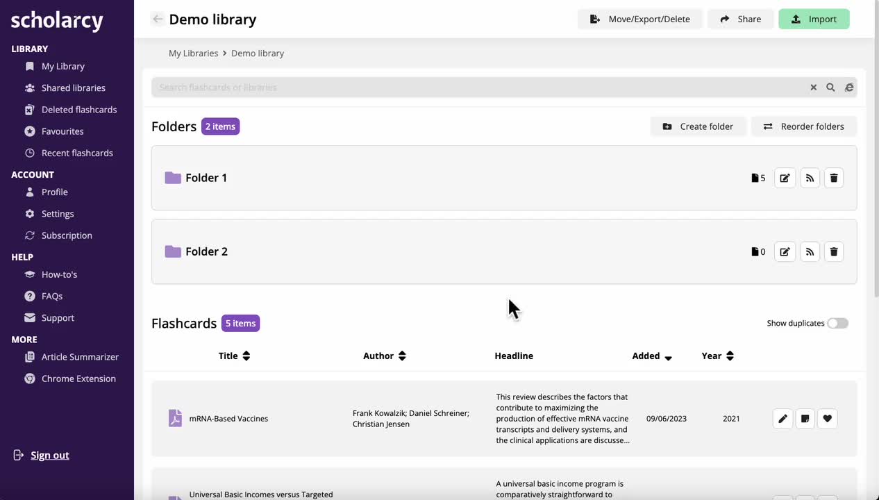 Organise and customise - Scholarcy User Guide